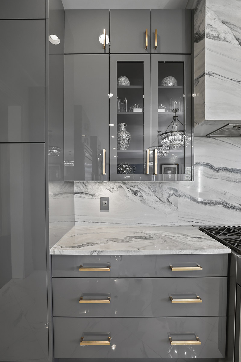 Contemporary Gray Acrylic Kitchen Cabinets