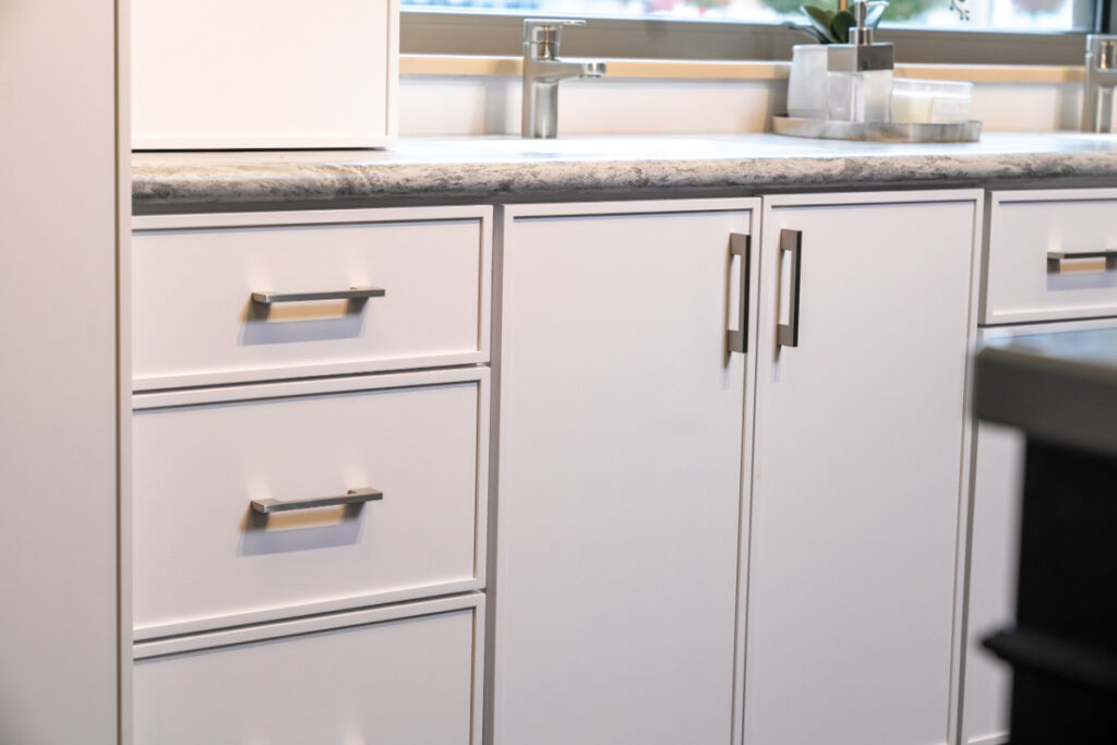 Aspen White Kitchen Cabinets on Showroom Display