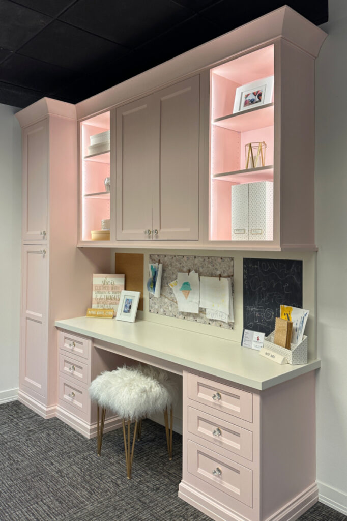 Pink Office Desk Showplace Cabinetry Showroom Display