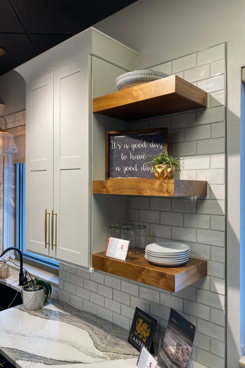 Dark Blue and White Dove Kitchen Cabinet Showroom Display