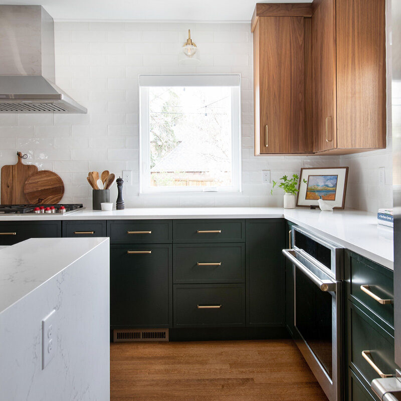 The Charm is Back - Gold Kitchen Sink & Jasper Green Cabinets