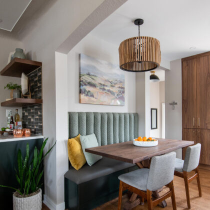 The Charm is Back - Gold Kitchen Sink & Jasper Green Cabinets